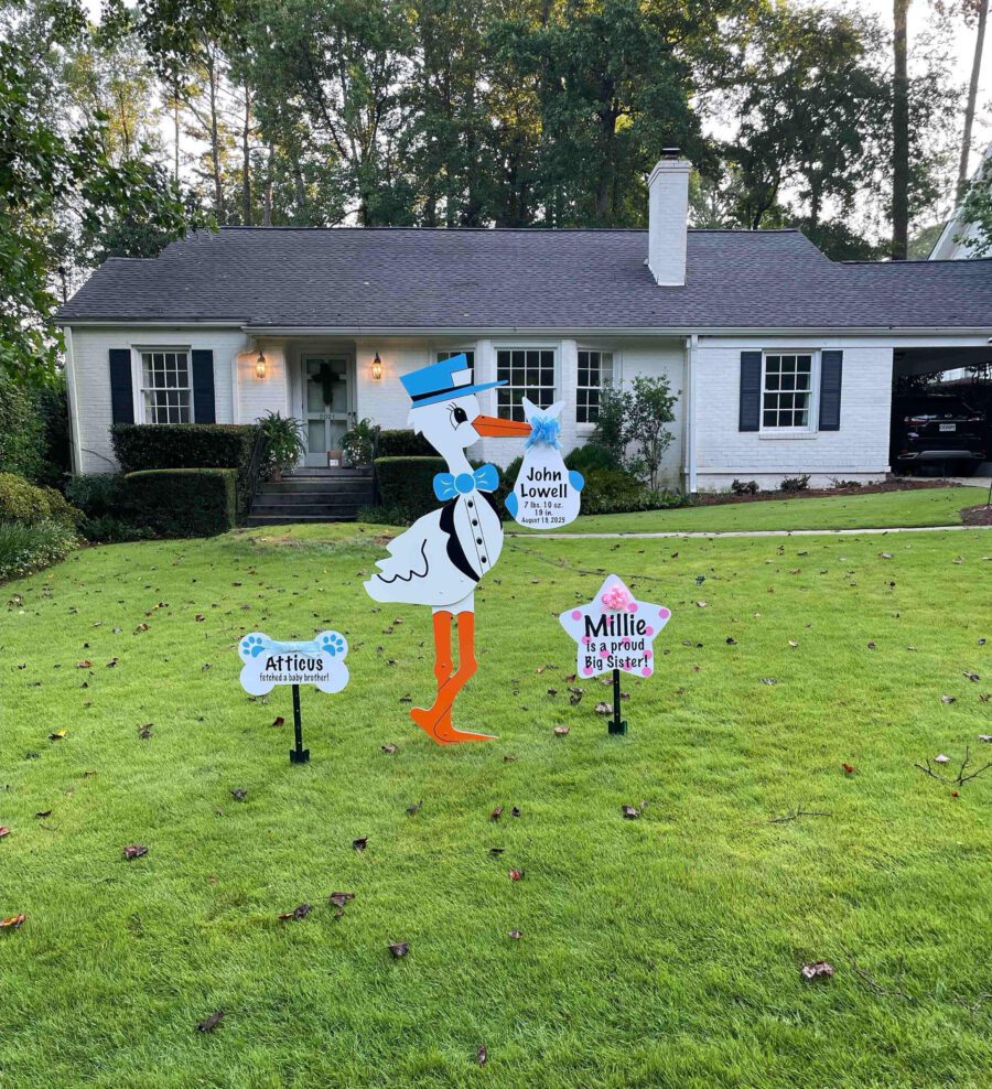 Birth Announcement Stork Sign in Midtown, GA - Peach State Storks of ...